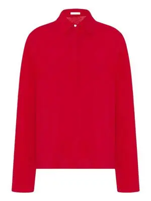 THE ROW The Row Roddie Oversized Polo Top In Organic Cotton Jersey Red