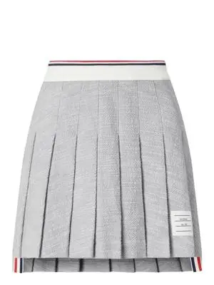 Thom Browne Pleated Tweed Mini Skirt - Light Gray