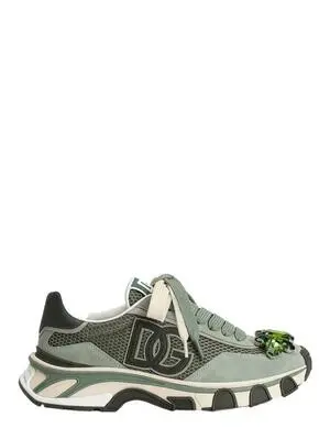 Dolce & Gabbana Dg Country Road Textile Sneakers With Embellishments - Gray