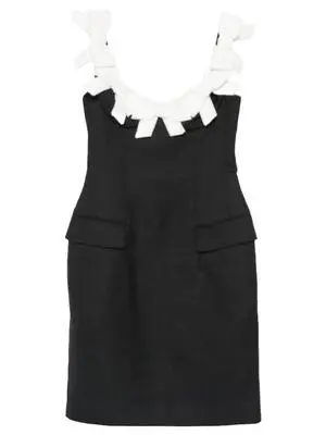 SHUSHU/TONG Bow-embellished Mini Dress - Blue/white
