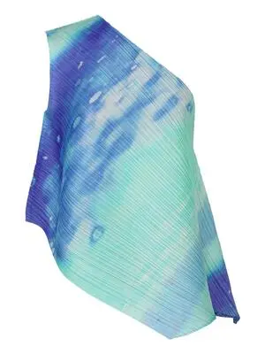 PLEATS PLEASE BY ISSEY MIYAKE Sea Bubble Sleeveless One-shoulder Top - Blue