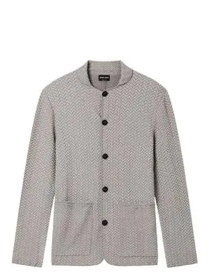 Giorgio Armani Chevron Knit Jacket - Grey