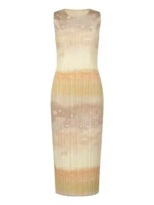 PLEATS PLEASE BY ISSEY MIYAKE Sleeveless Pleated Dress - Gray-brown