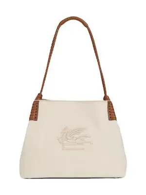 Etro Pegaso Canvas Shoulder Bag - White