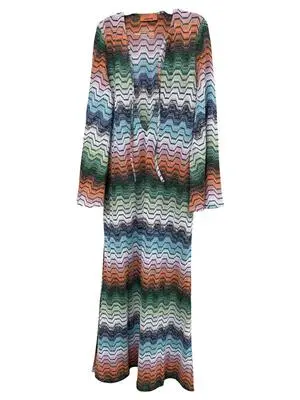 Missoni Long Sleeve Chevron Knit Maxi Dress - Multicolor