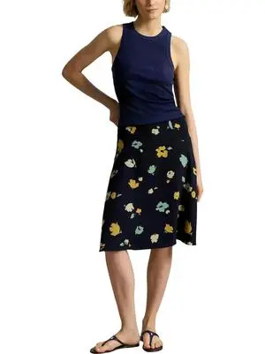 Polo Ralph Lauren Floral Print Flared Midi Skirt - Blue