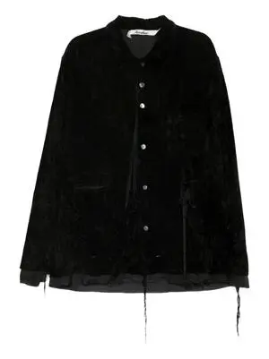MIDORIKAWA Raw-edge Velvet-texture Shirt - Brown