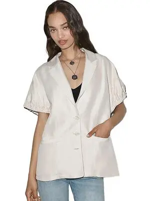 Maeve Puff-sleeve Blazer Jacket - Sandshell