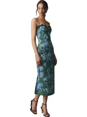 Bhldn Jacquard Bustier Maxi Dress - Blue Pattern