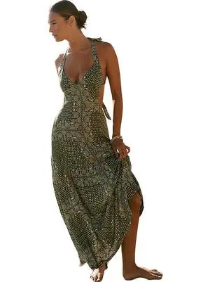 CELANDINE Cutout Midi Dress - Olive