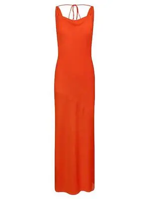 OMNES Cowl-back Woven Maxi Dress - Tangerine