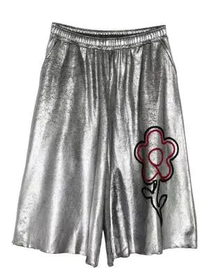 KIDILL Flower Patch Metallic Shorts - Silver