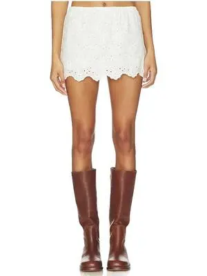 Free People Eyelet Scalloped Hem Skort - Ivory