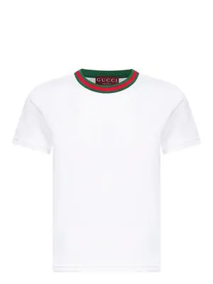 Gucci Cotton Jersey T-shirt With Web Trim - Multicolor
