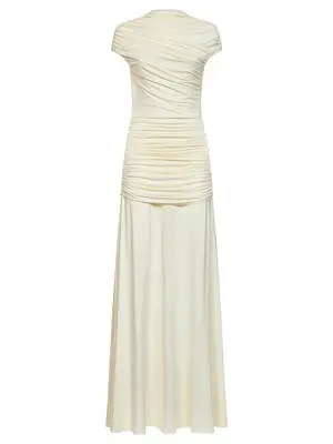 SELF-PORTRAIT SELF-PORTRAIT Yellow Draped Jersey Maxi Dress Multicolor