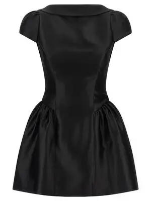 SELF-PORTRAIT Taffetà Collared Mini' Dress - Black