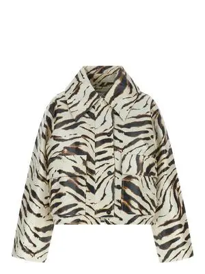 GANNI Zebra Print Laminated Fabric Jacket - Multicolor