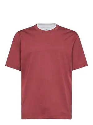 Brunello Cucinelli Brunello Cucinelli Men Coral Cotton Faux Layering T-Shirt Multicolor