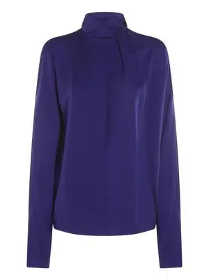 TOM FORD Silk Blouse With Draped Neckline - Multicolor