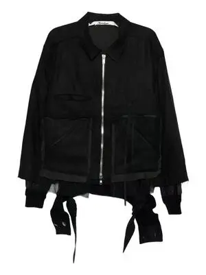MIDORIKAWA Raw-edge Zip-up Jacket - Black