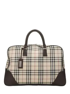 Burberry Check Briefcase - Brown
