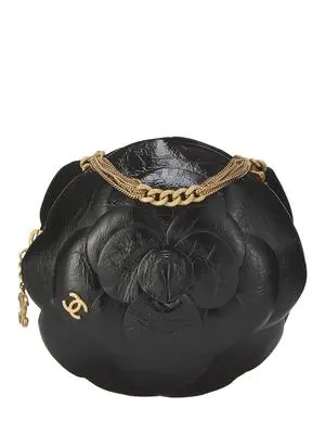 CHANEL Chanel Patent Leather Camellia Round Chain Clutch