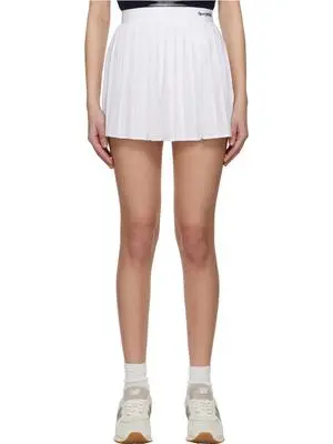 SPORTY  RICH Sporty & Rich Pleated Monogram Skirt - White