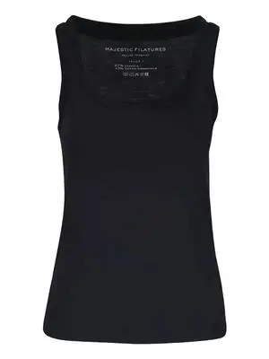 Majestic Filatures Scoop-neck Sleeveless Tank Top - Black