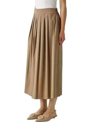 PT TORINO Pleated Midi Skirt - Brown