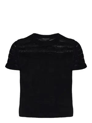 Rag & Bone Short Sleeve Top With Transparent Stripes - Black