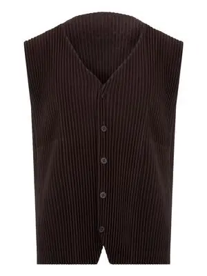 Issey Miyake Pleated V-neck Vest - Multicolor