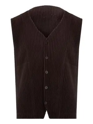 Issey Miyake HOMME PLISSE ISSEY MIYAKE Pleated V-Neck Vest Multicolor