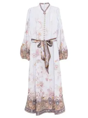 Zimmermann Luna Linen Midi Dress - Multicolor