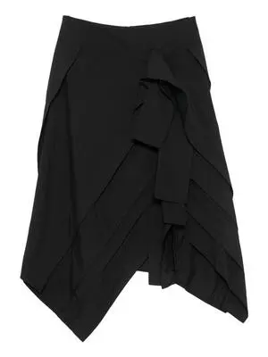 Bottega Veneta Black Asymmetric Hem Ruffled Skirt - Multicolor
