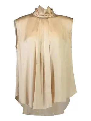 Brunello Cucinelli BRUNELLO CUCINELLI Silk High Neck Sleeveless Top Multicolor