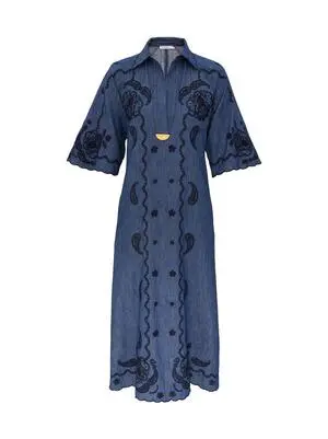 Zimmermann Aster Denim Midi Dress - Multicolor