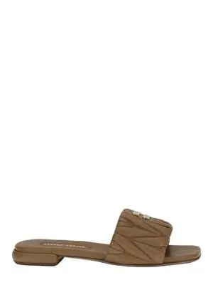 Miu Miu Calf Leather Heeled Sandal - Brown