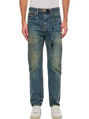 Sacai Sacai Belted Denim Pants Multicolor