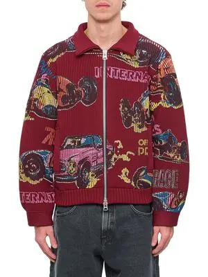 Sacai Patterned Knit Zip-up Cardigan - Multicolor