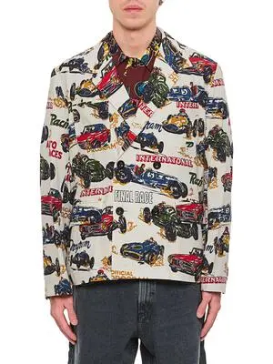 Sacai Double-breasted Car Race Print Jacket - Multicolor
