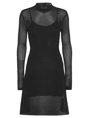 ROTATE BY BIRGER CHRISTENSEN Black Sheer Mesh Knitted Dress - Multicolor