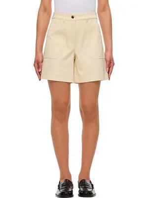 Moncler Cream Belted Tailored Shorts - Multicolor