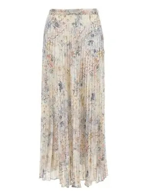 GOLDEN GOOSE Pleated Floral Print Skirt With Sequins - Multicolor