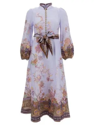 Zimmermann ZIMMERMANN Luna Paisley Print Linen Midi Dress Multicolor
