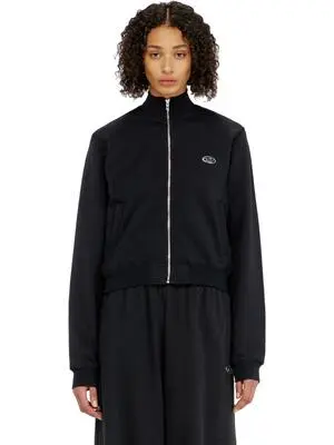 DIESEL® Organic Cotton Zip-up Sweatshirt With Oval D Logo - Black