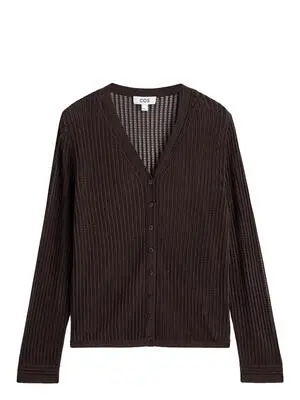 Cos Ribbed Open-knit Cardigan - Brown