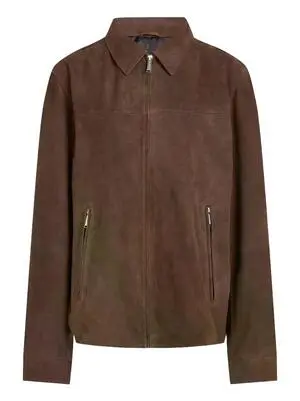 Karl Lagerfeld Zip-up Suede Jacket - Brown