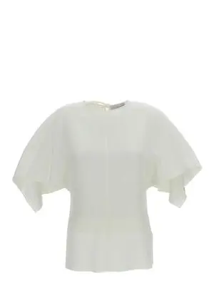 Stella McCartney Handkerchief Satin Top With Asymmetrical Batwing Sleeves - Multicolor