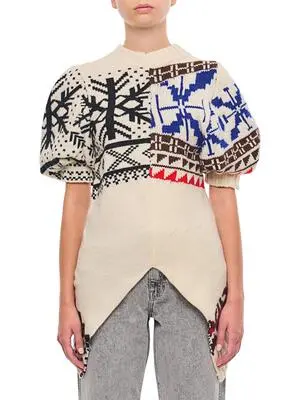 Sacai Long Pattern Knitwear With Short Wide Sleeves - Multicolor