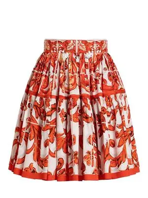 Dolce & Gabbana Majolica-print Poplin Short Skirt - Multicolor